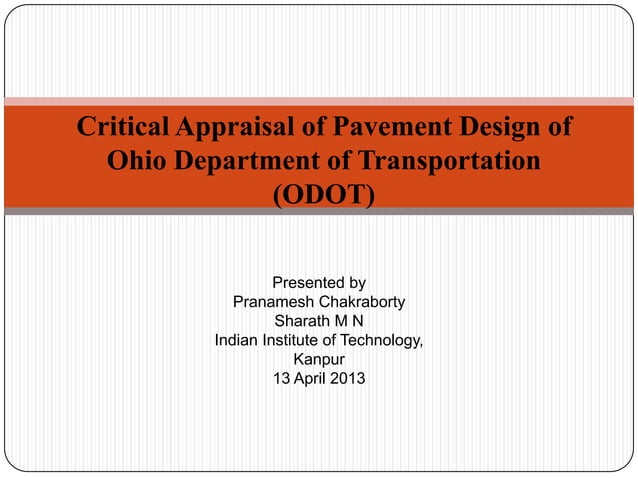 Critical Appraisal of Pavement Design of Ohio Department of ...
