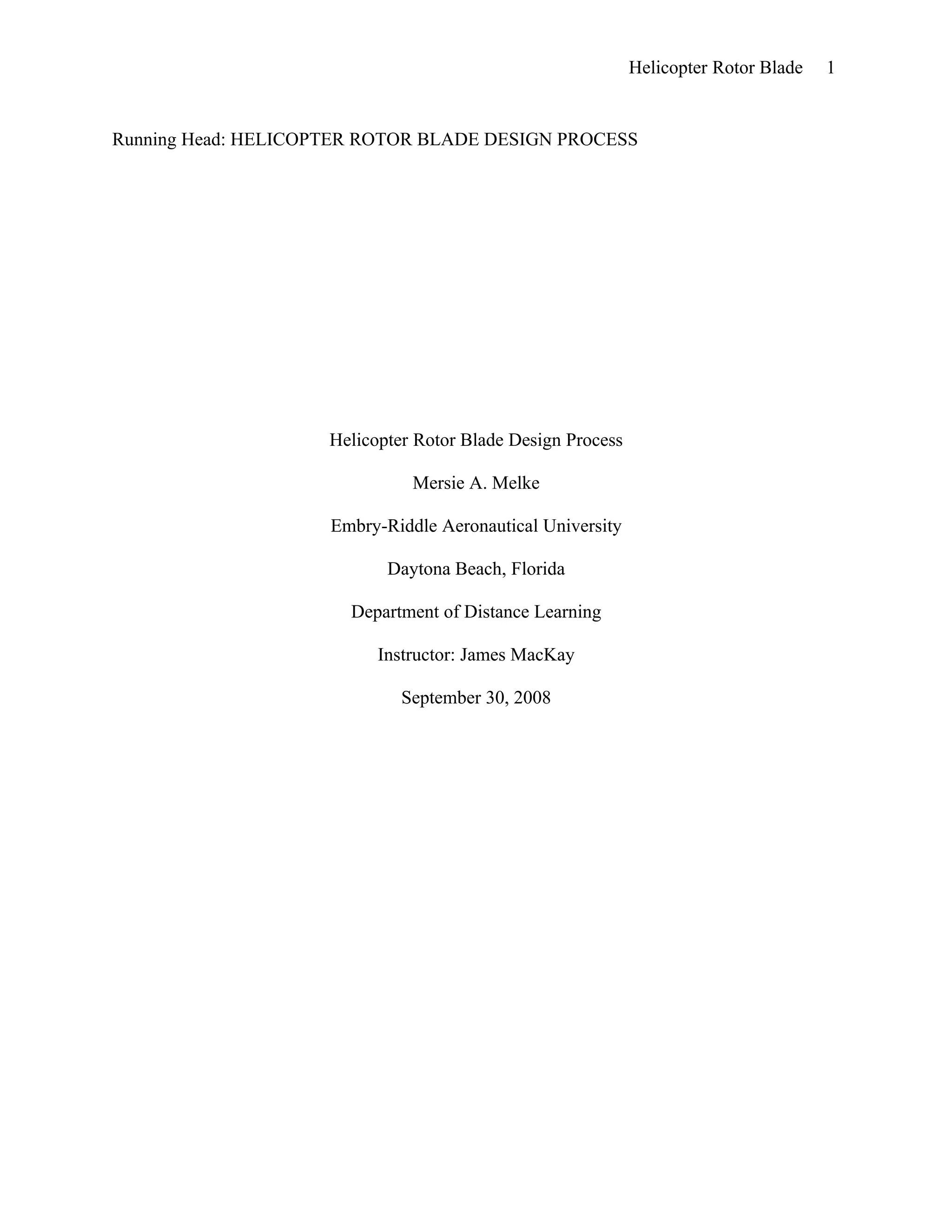 Helicopter rotor blade design process | DOC
