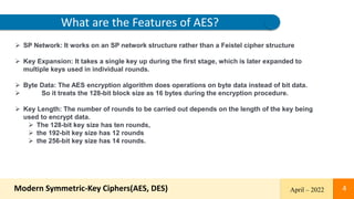Medern Symmetric -Key Ciphers (AES, DES) | PPTX