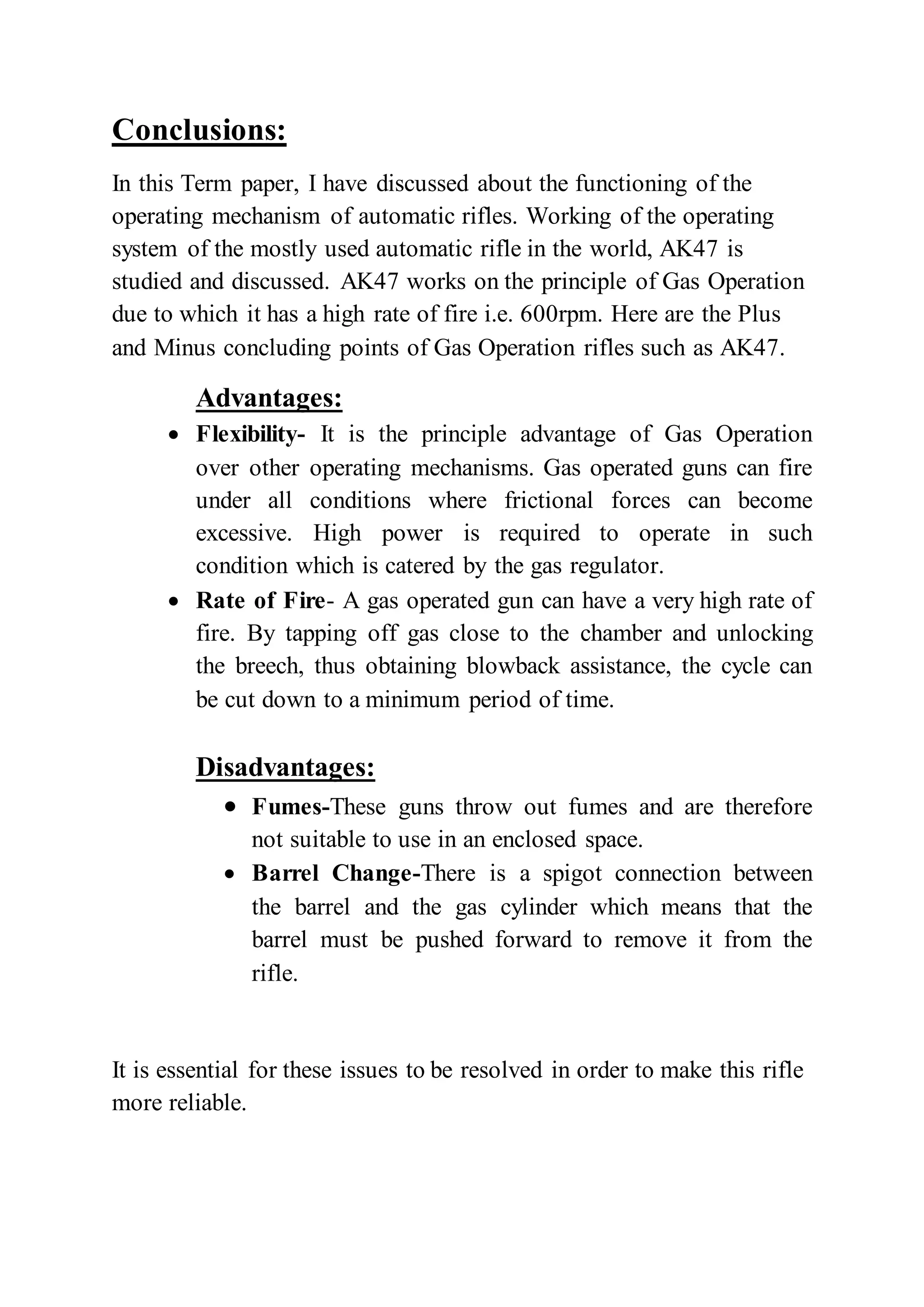 Operating Mechanisms of Automatic Rifles | DOCX