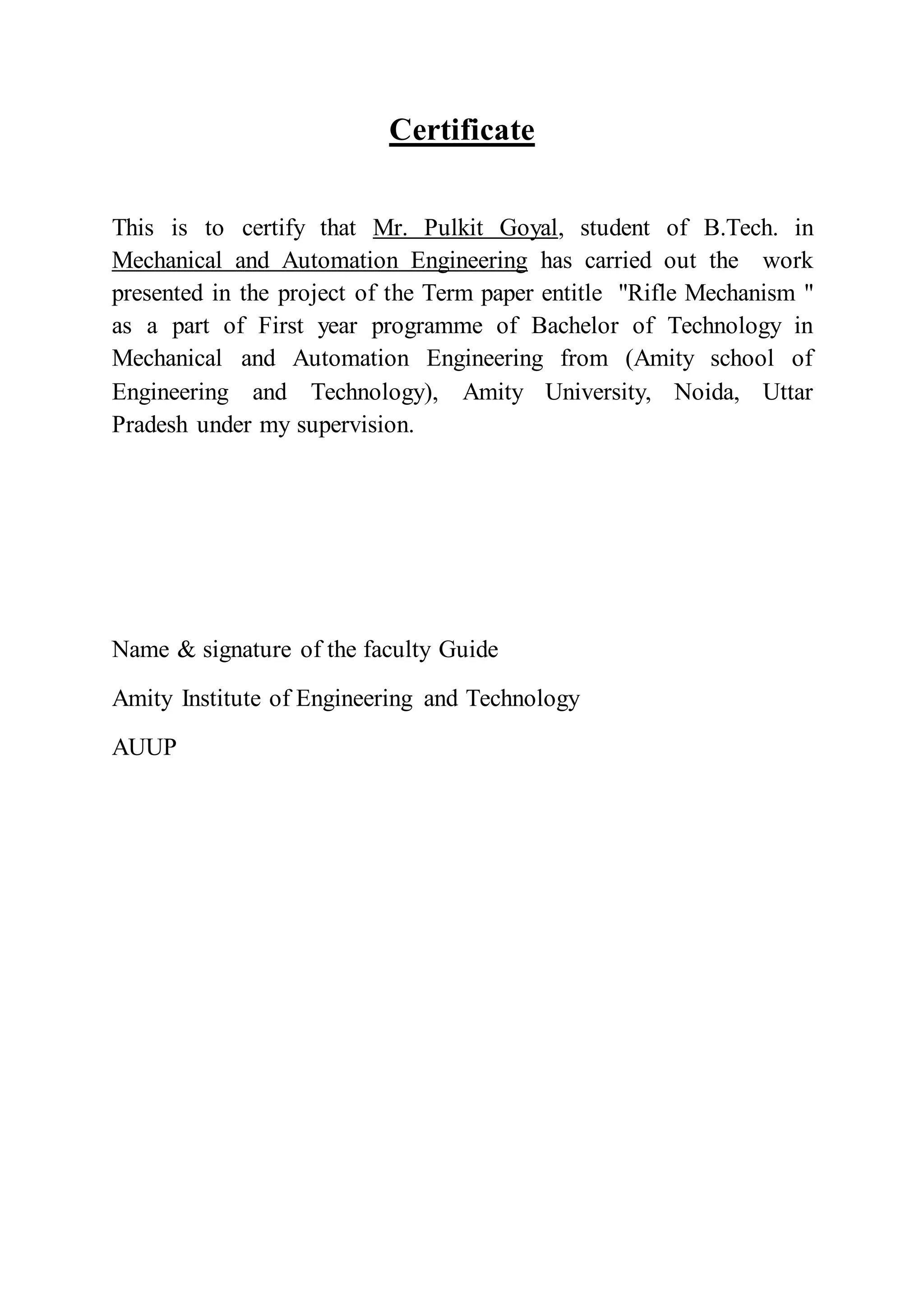 Operating Mechanisms of Automatic Rifles | DOCX