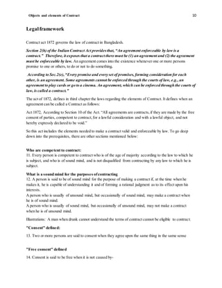 Objects and Elements of Contract With relevant Case References | DOCX