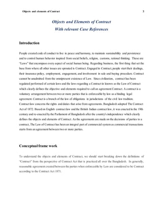 Objects and Elements of Contract With relevant Case References | DOCX