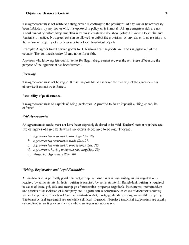 Objects and Elements of Contract With relevant Case References | DOCX ...