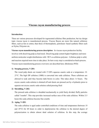 Term paper on bioenergy and biorefining process | PDF