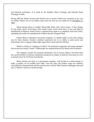 Term paper on maruti suzuki | DOCX | Automotive Industry | Industries