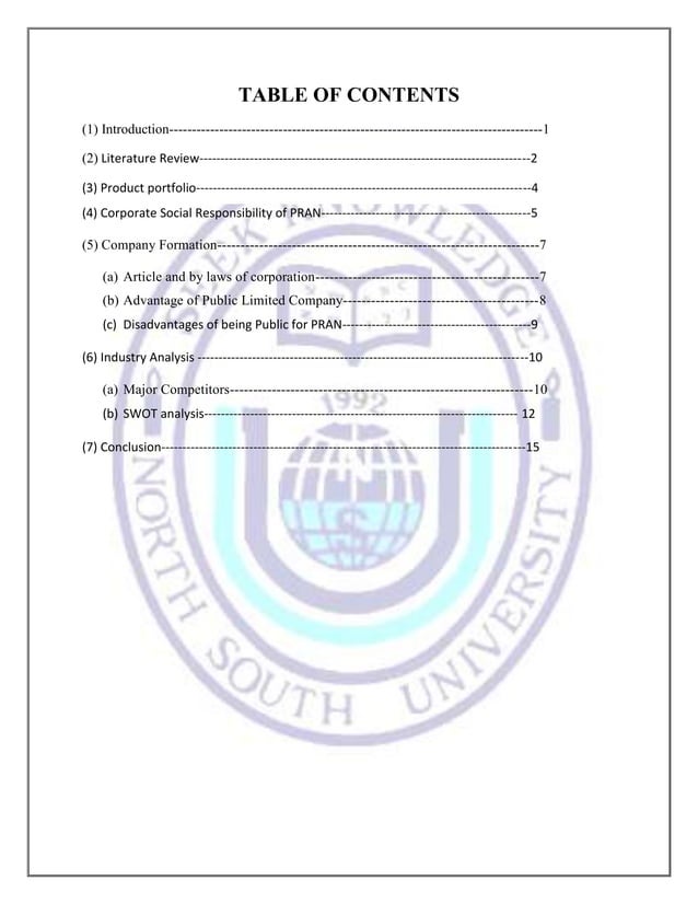 Term paper on pran | DOCX