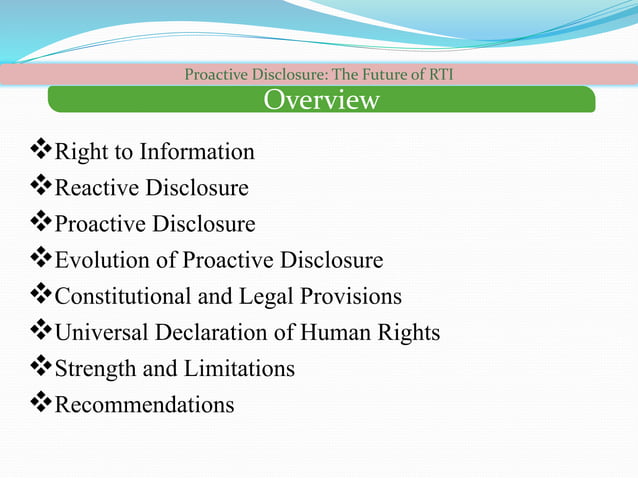 Proactive Disclosure: The future of RTI | PPT