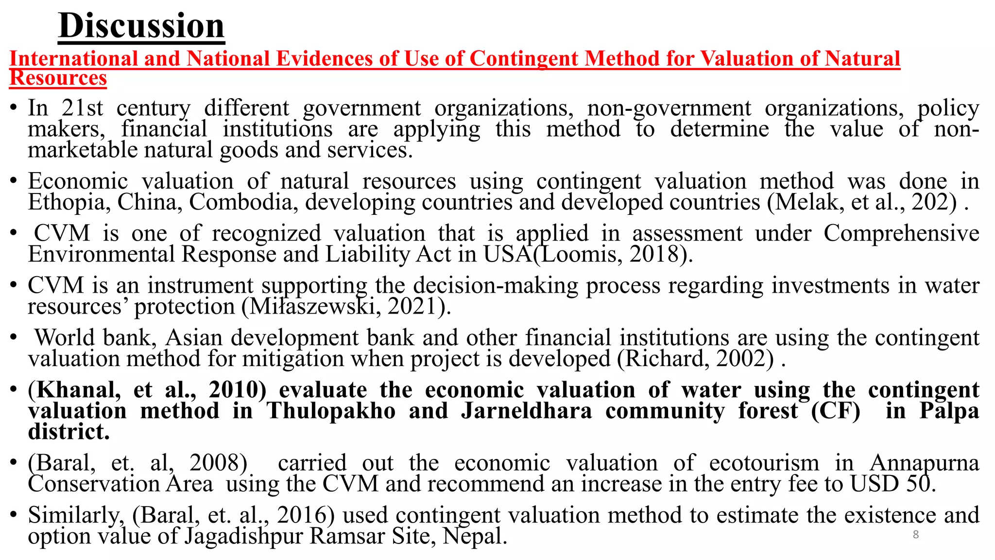 Economic Valuation of Natural Resources Using Contingent Valuation ...