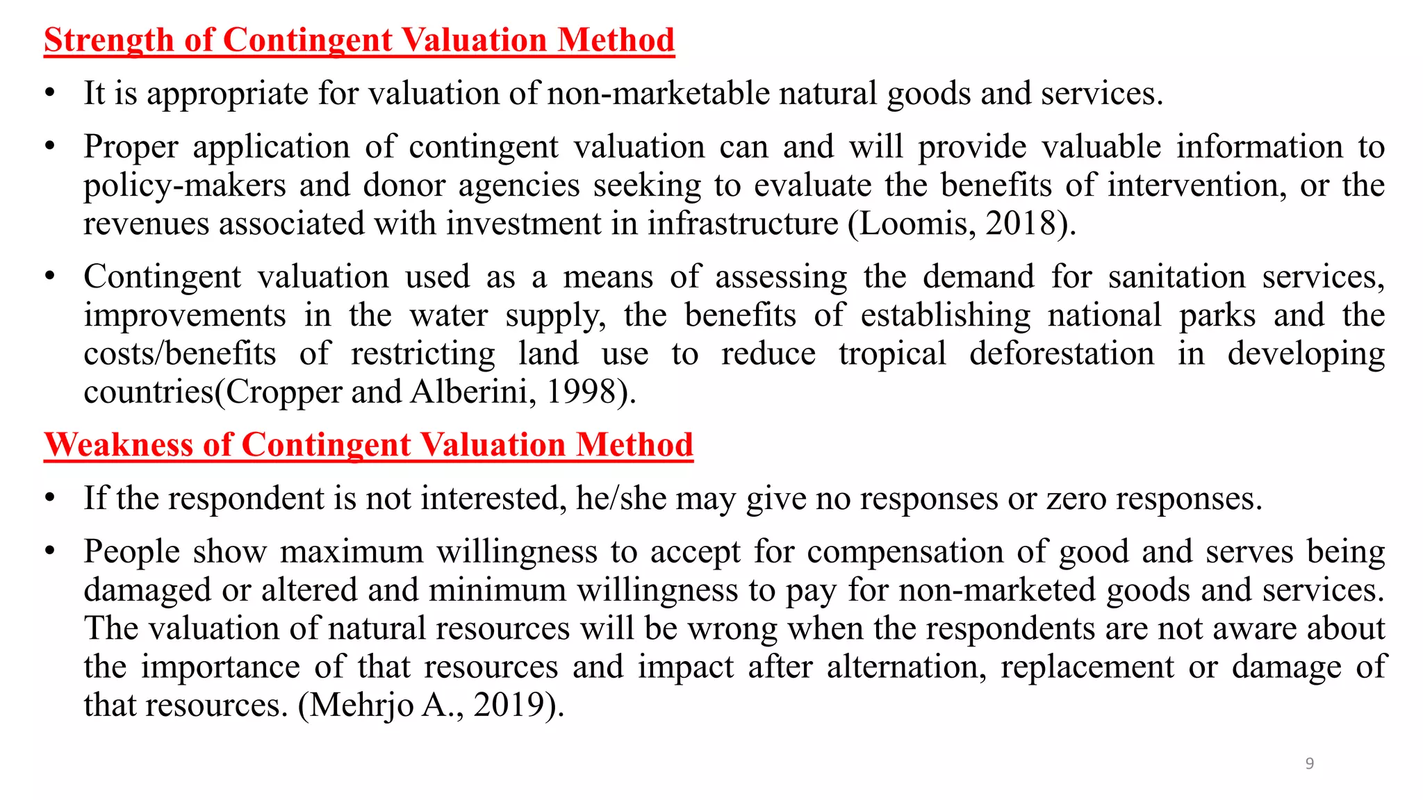Economic Valuation of Natural Resources Using Contingent Valuation ...