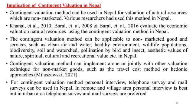 Economic Valuation of Natural Resources Using Contingent Valuation ...