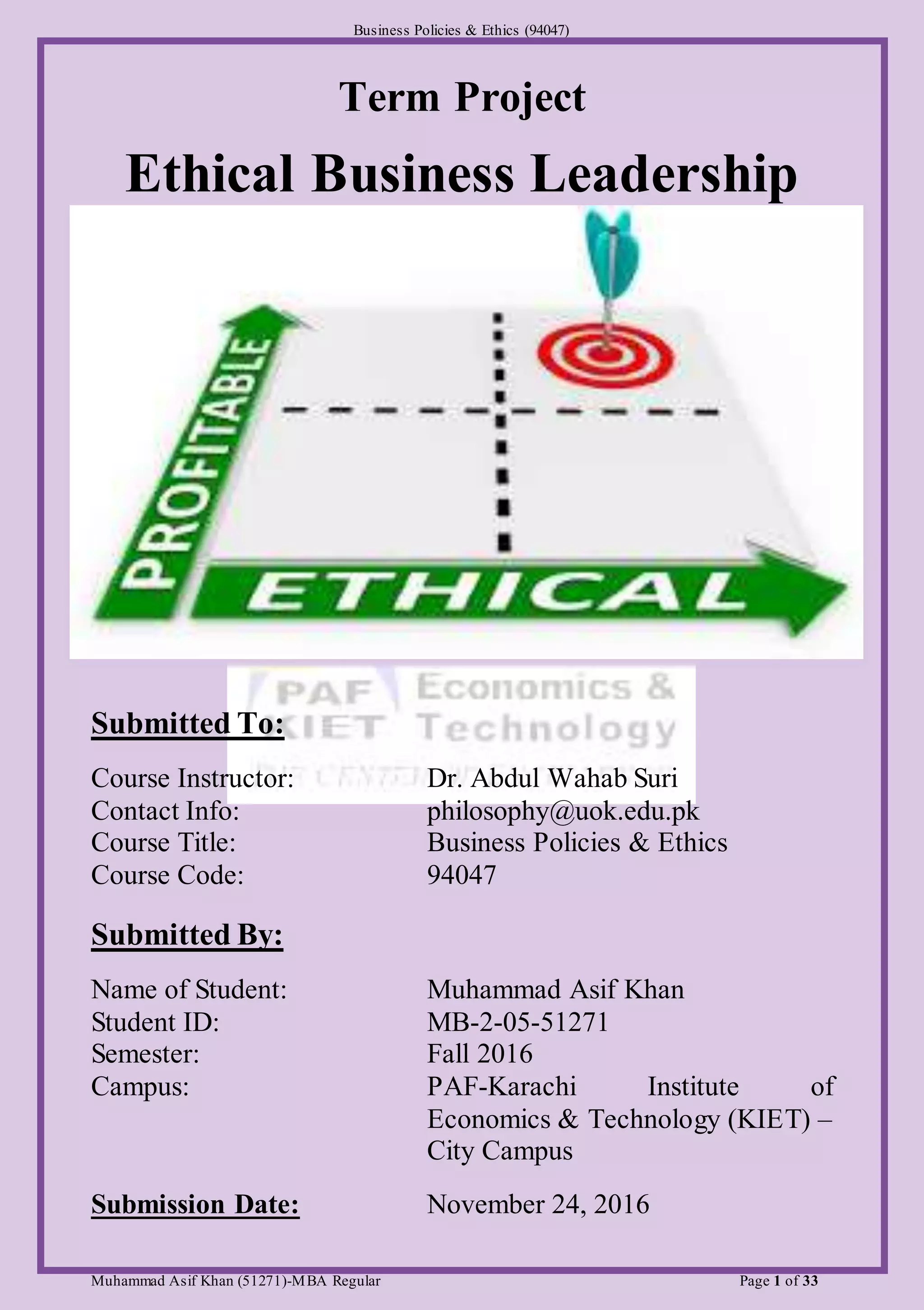 Ethical Business Leadership | DOCX