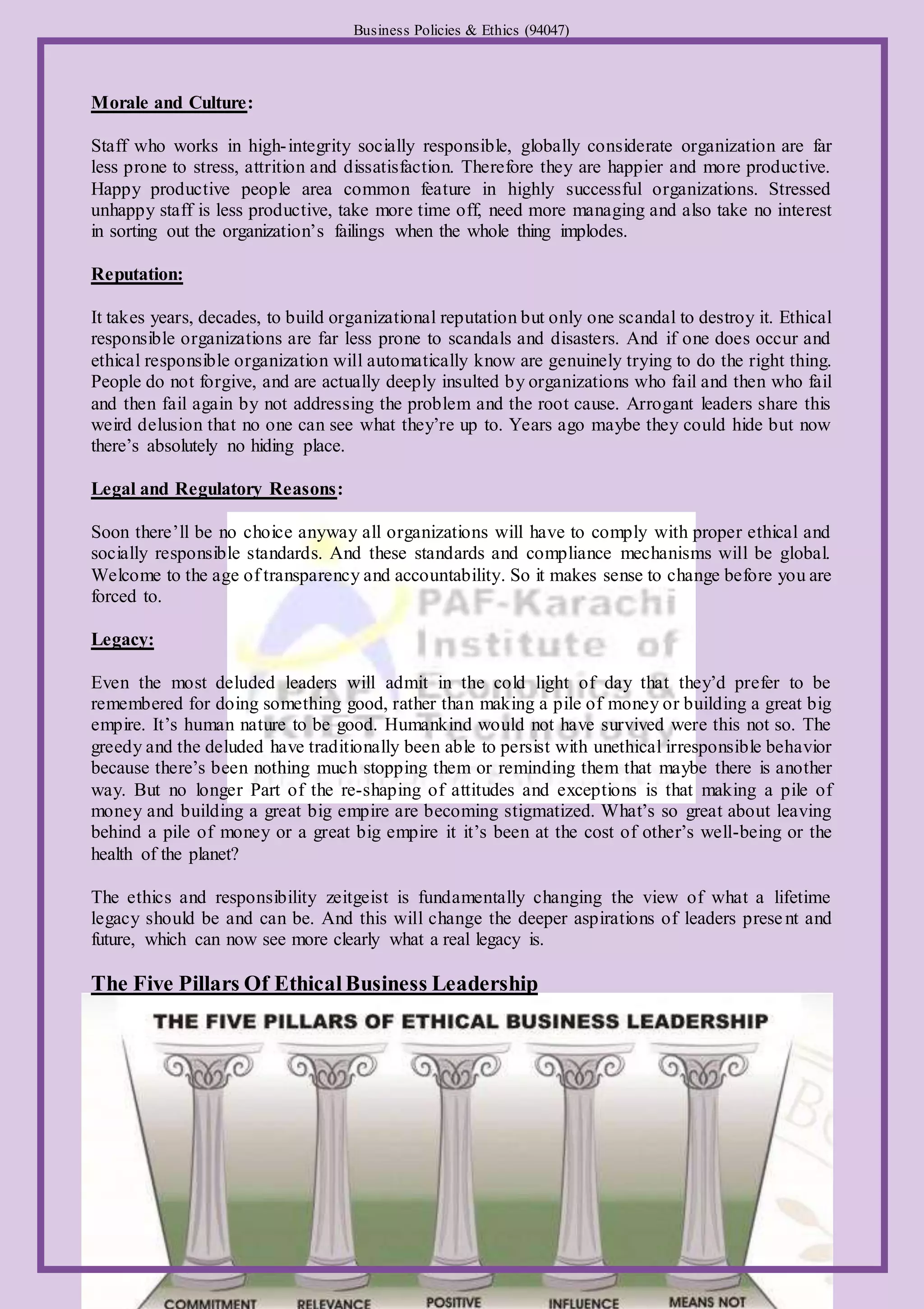 Ethical Business Leadership | DOCX