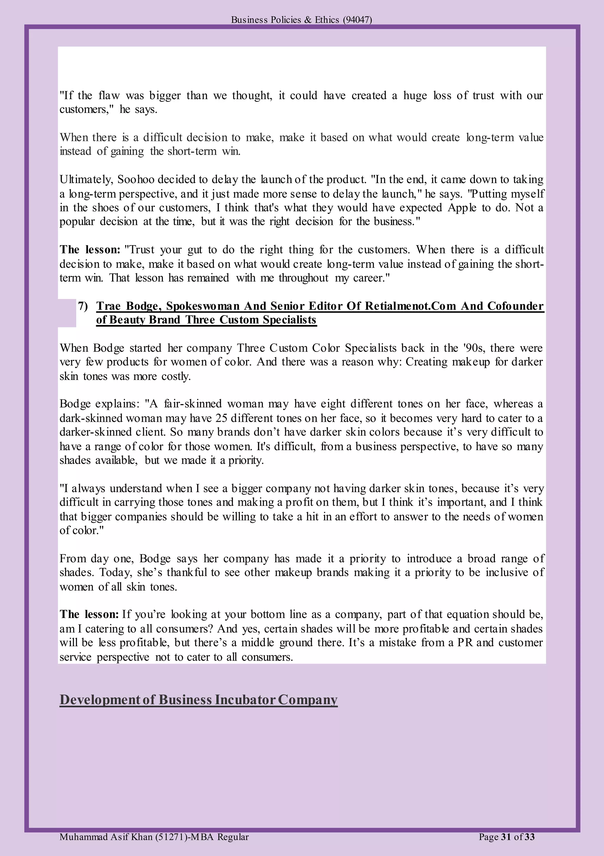 Ethical Business Leadership | DOCX