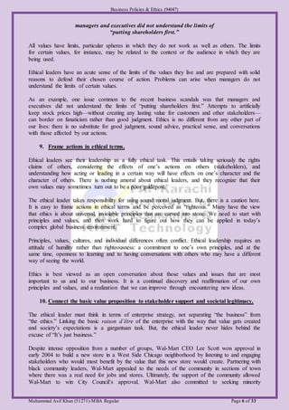 Term Project Ethical Business Leadership-Fall 2016-Business Policies ...
