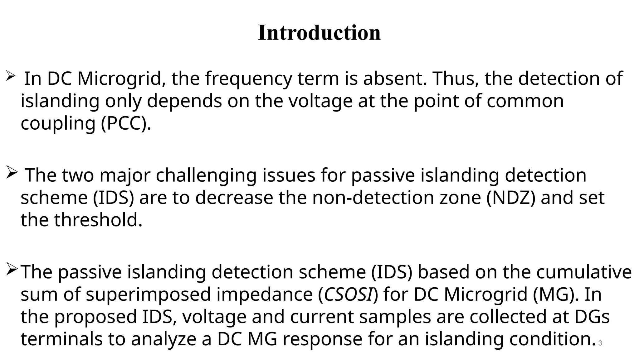 The Passive Islanding Detection Technique Of Dc Microgrid Pptx