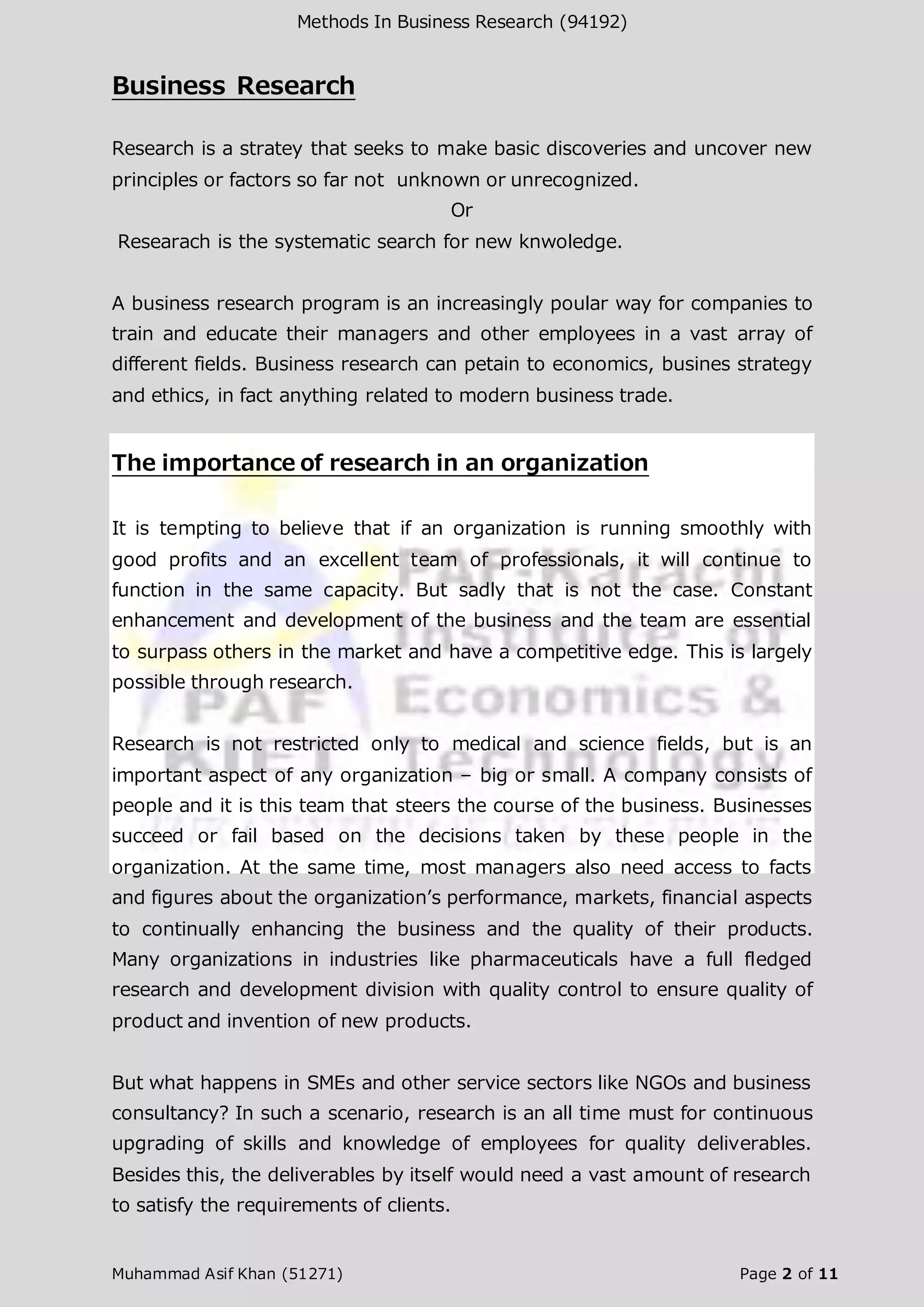 Application of Research in Business | DOCX