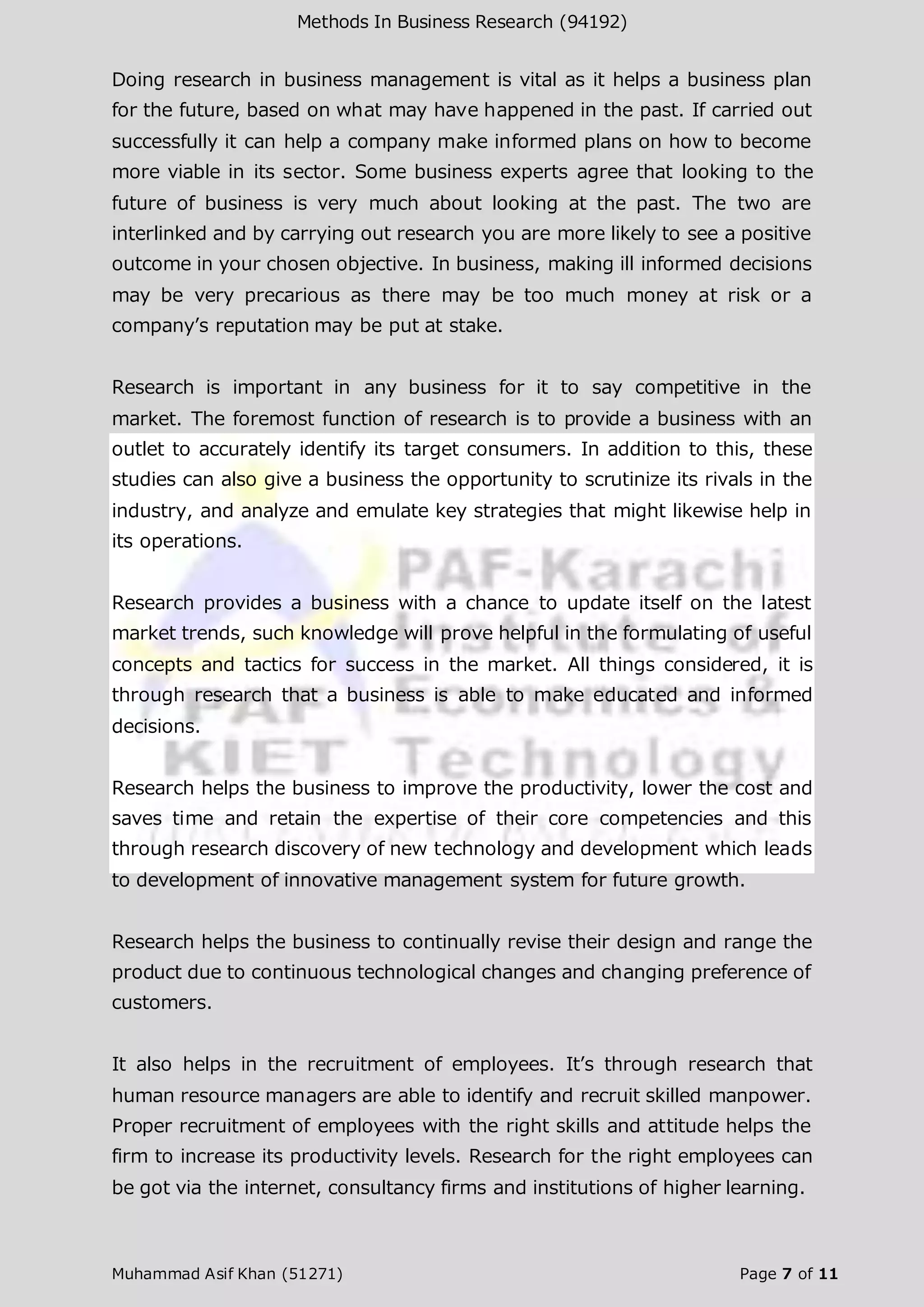 Application of Research in Business | DOCX