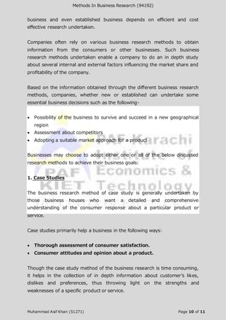 Application of Research in Business | DOCX