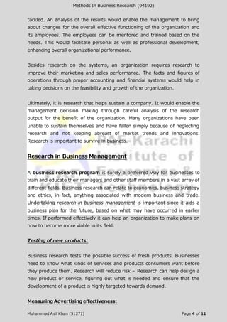 Application of Research in Business | DOCX