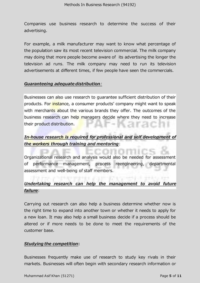 Application of Research in Business | DOCX | Human Resources | Business