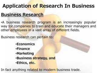 Application of Research in Business | PPTX