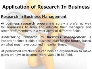 Application of Research in Business | PPTX