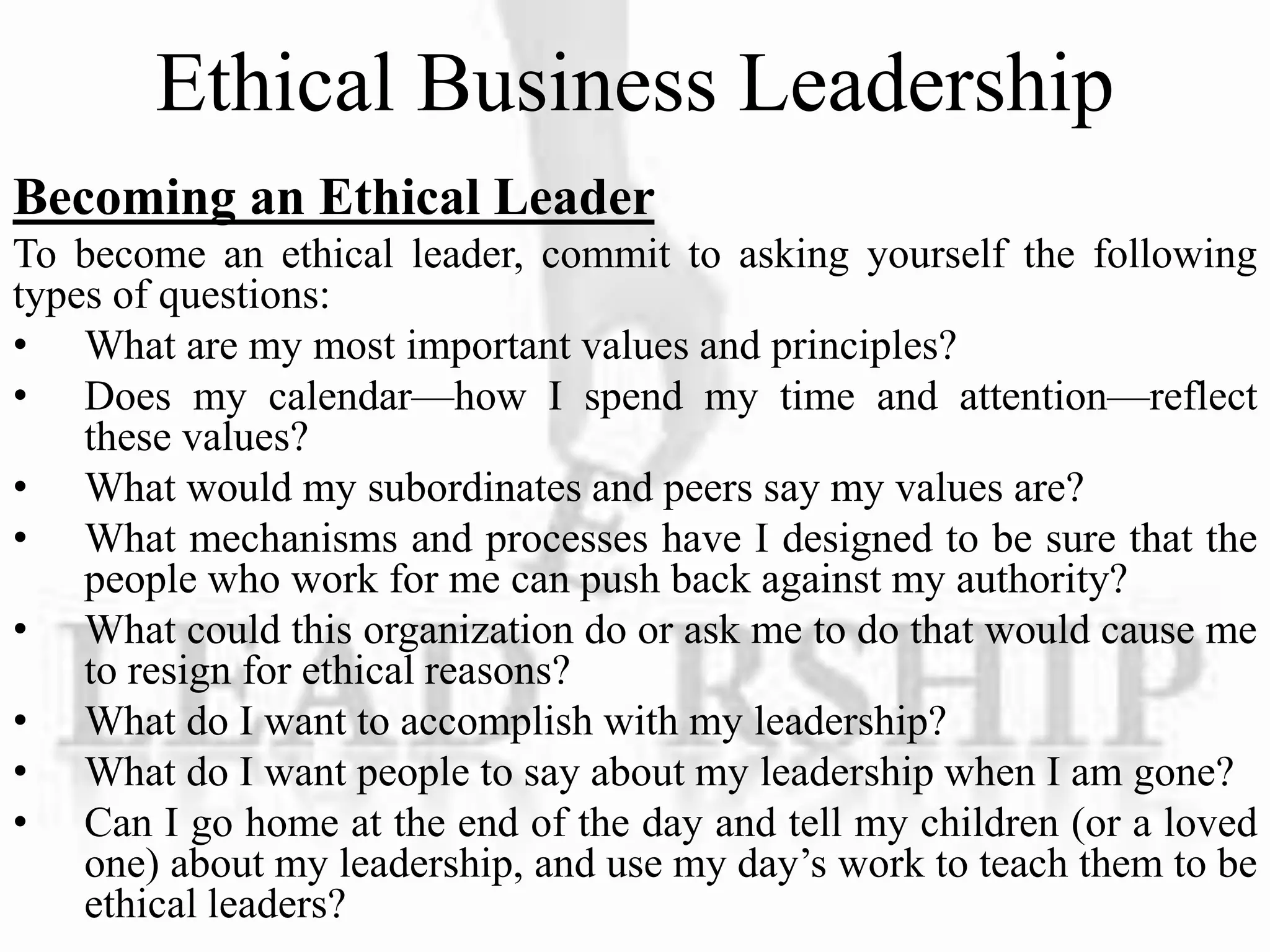 Ethical Business Leadership | PPTX