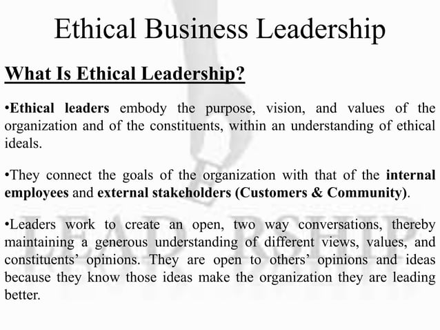 Ethical Business Leadership | PPT
