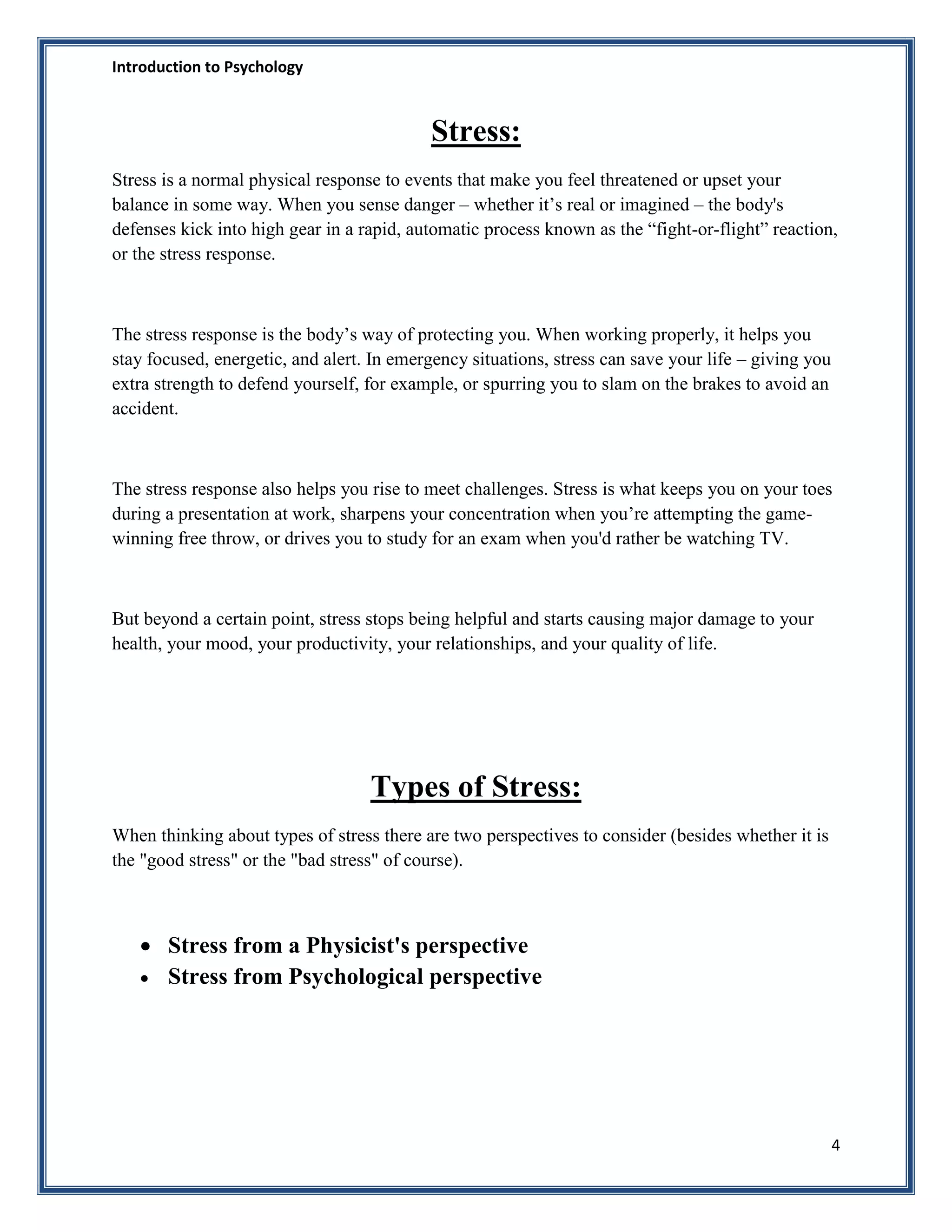 Stress and Its effect on Body (Psychology) | PDF