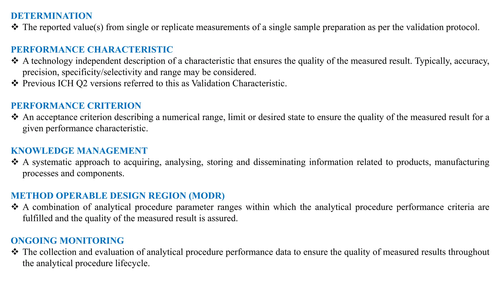 VALIDATION OF ANALYTICAL PROCEDURES Q2(R2) and Q14 - Terms and ...