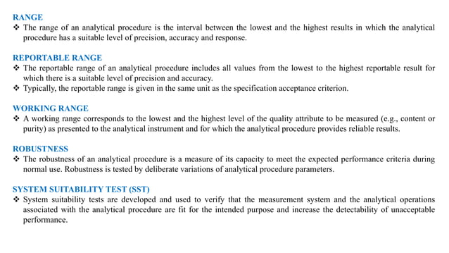 VALIDATION OF ANALYTICAL PROCEDURES Q2(R2) and Q14 - Terms and Definitions | PPTX | Chemistry ...