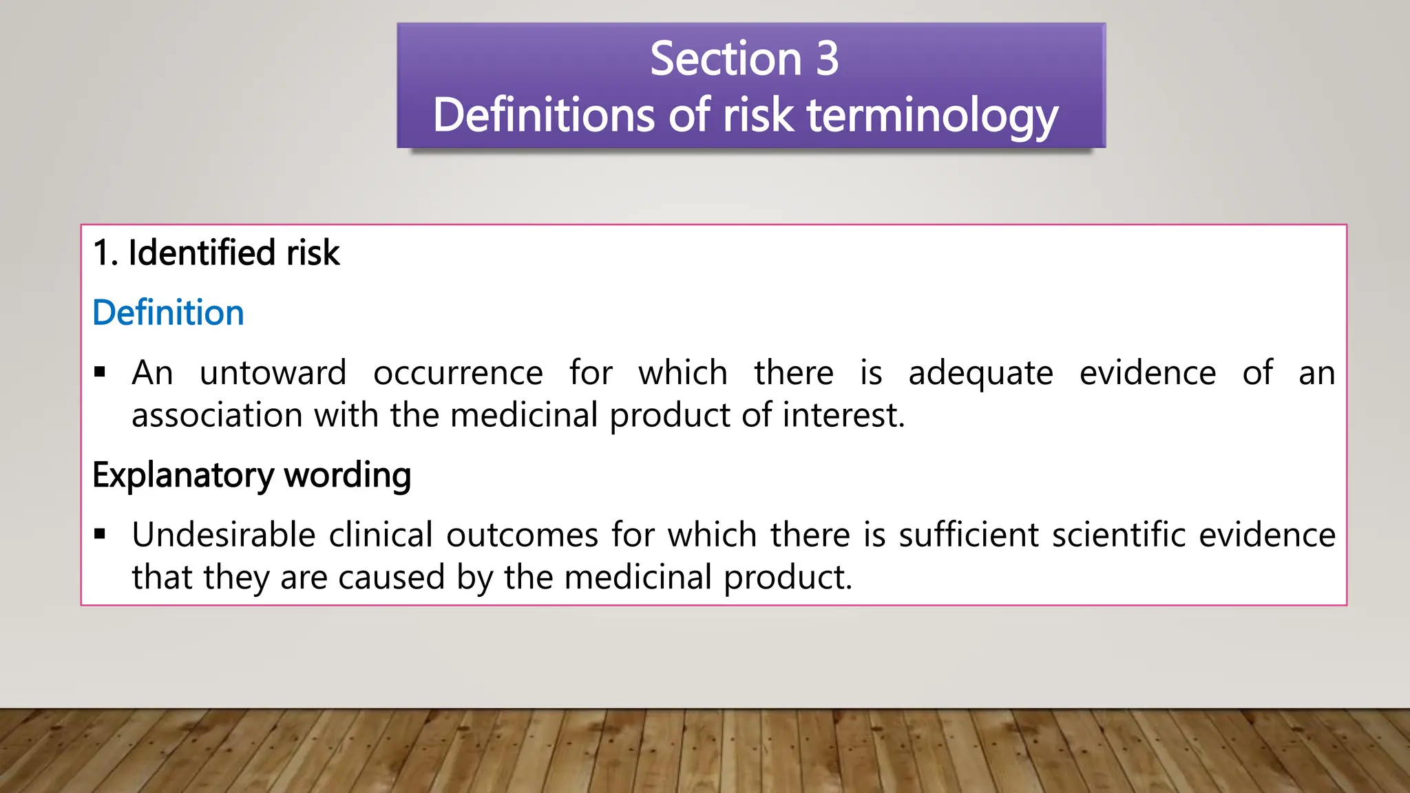 Regulatory terminology of ADR and Establishing pharmacovigilance center ...