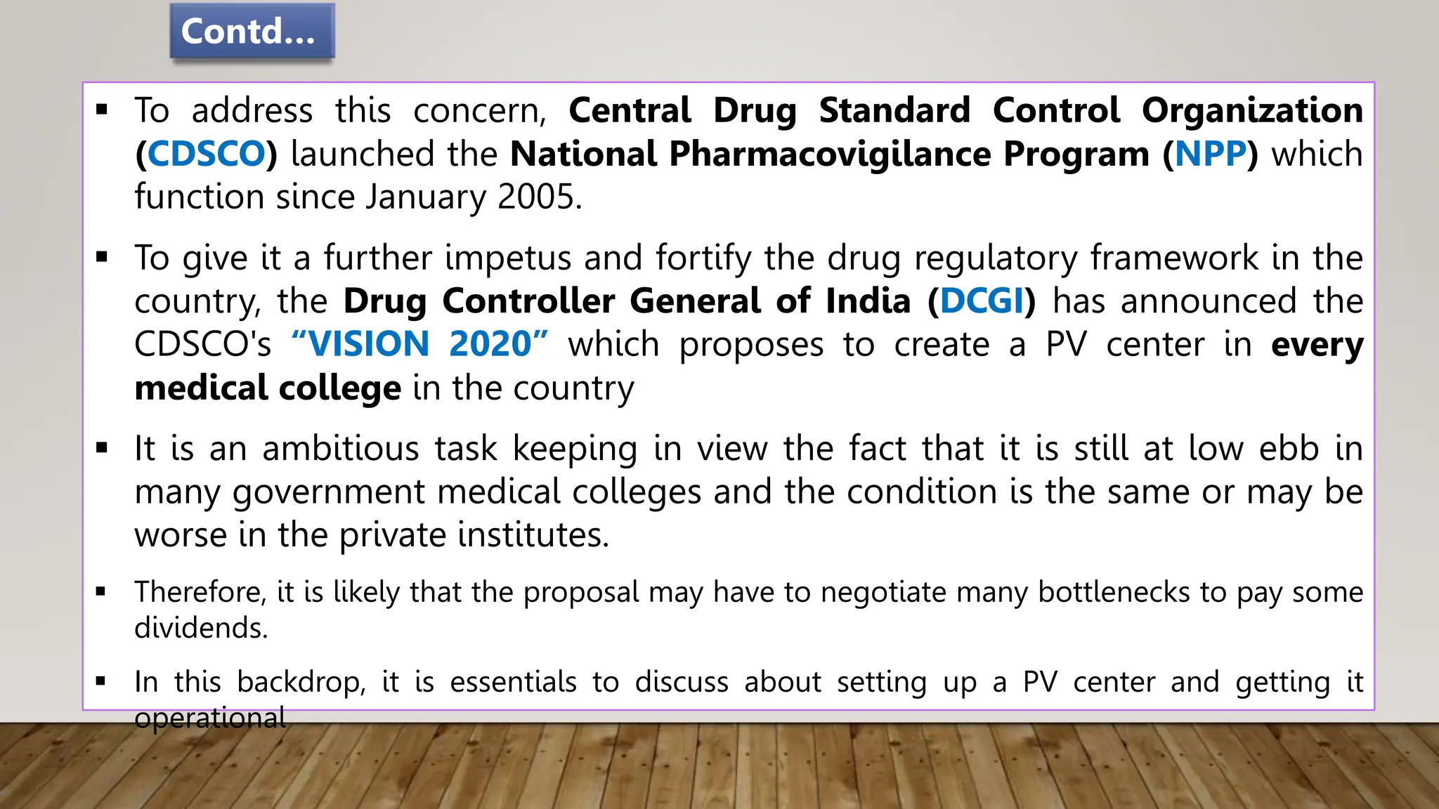 Regulatory terminology of ADR and Establishing pharmacovigilance center ...