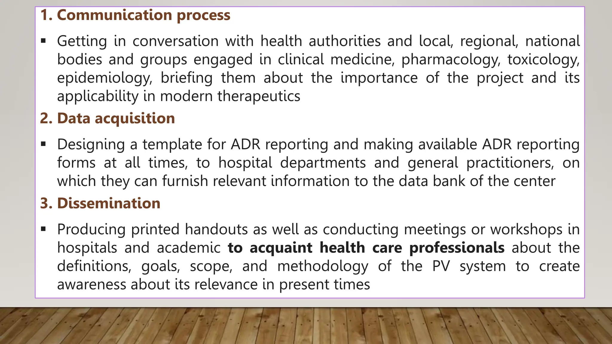 Regulatory terminology of ADR and Establishing pharmacovigilance center ...