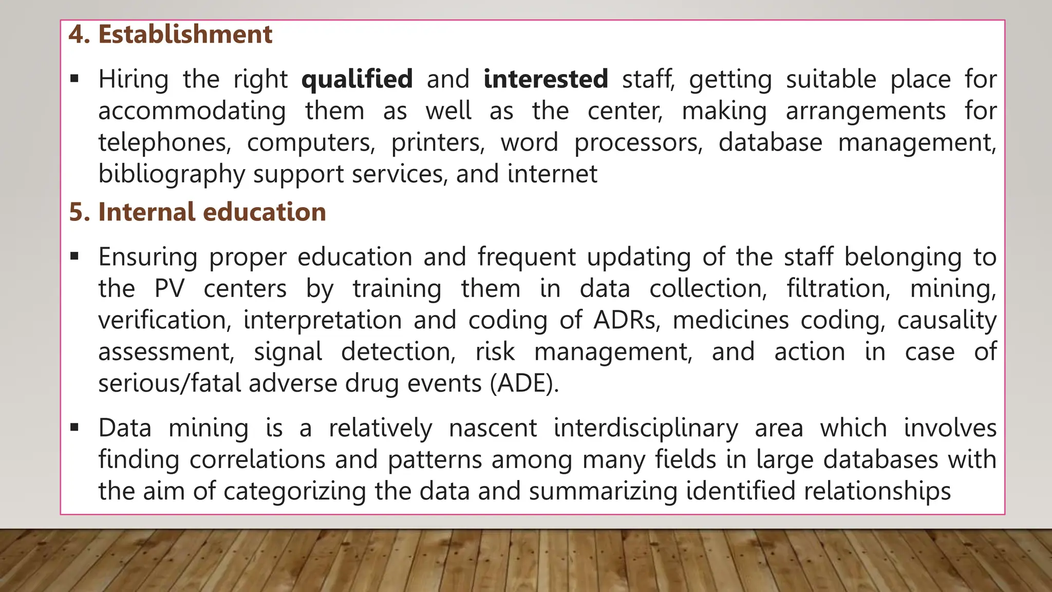 Regulatory terminology of ADR and Establishing pharmacovigilance center ...