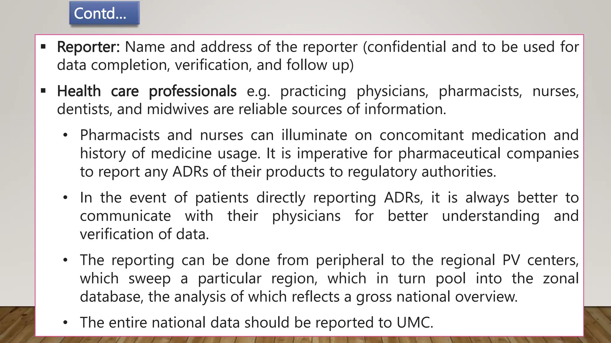 Regulatory terminology of ADR and Establishing pharmacovigilance center ...