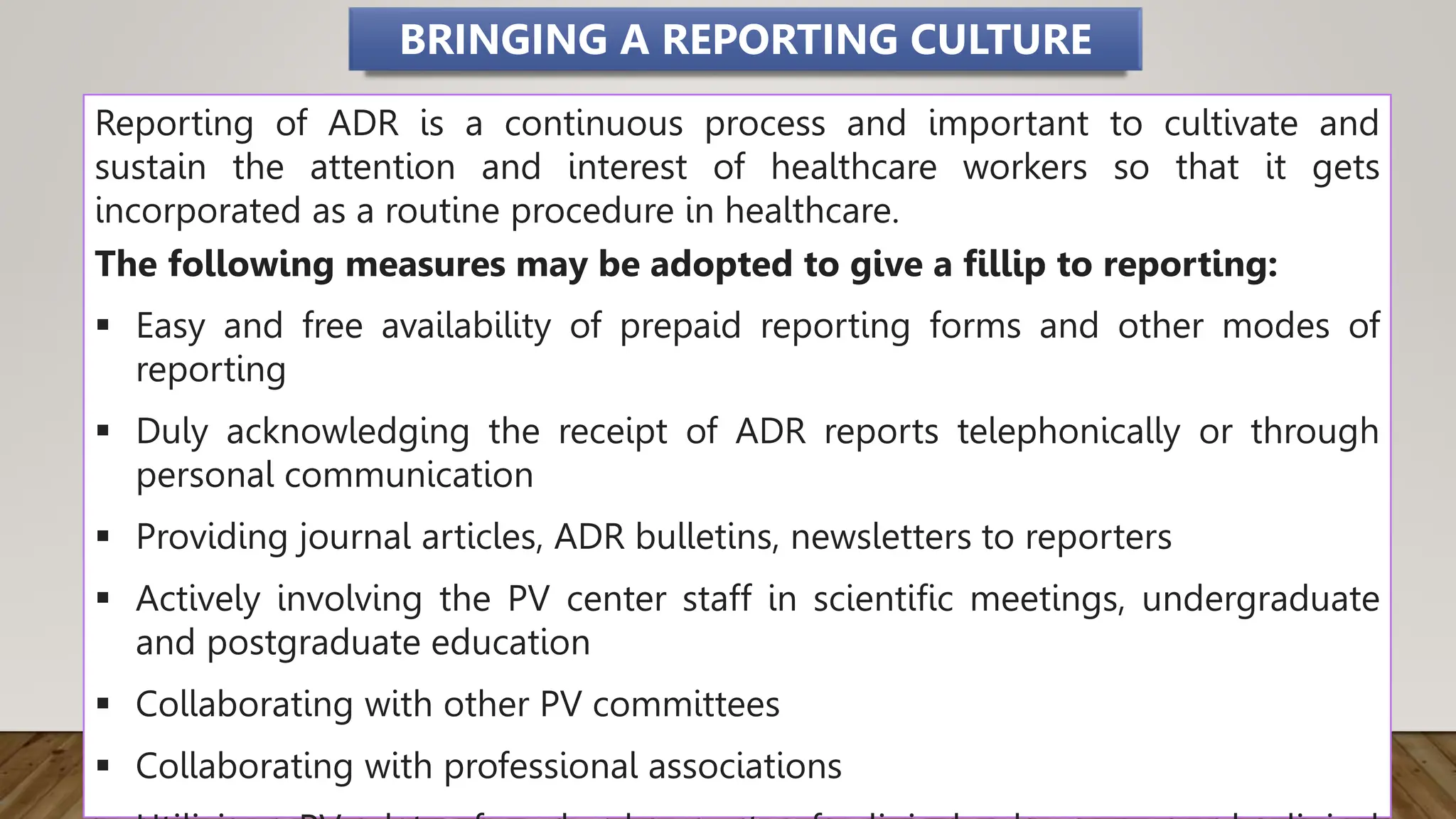 Regulatory terminology of ADR and Establishing pharmacovigilance center ...