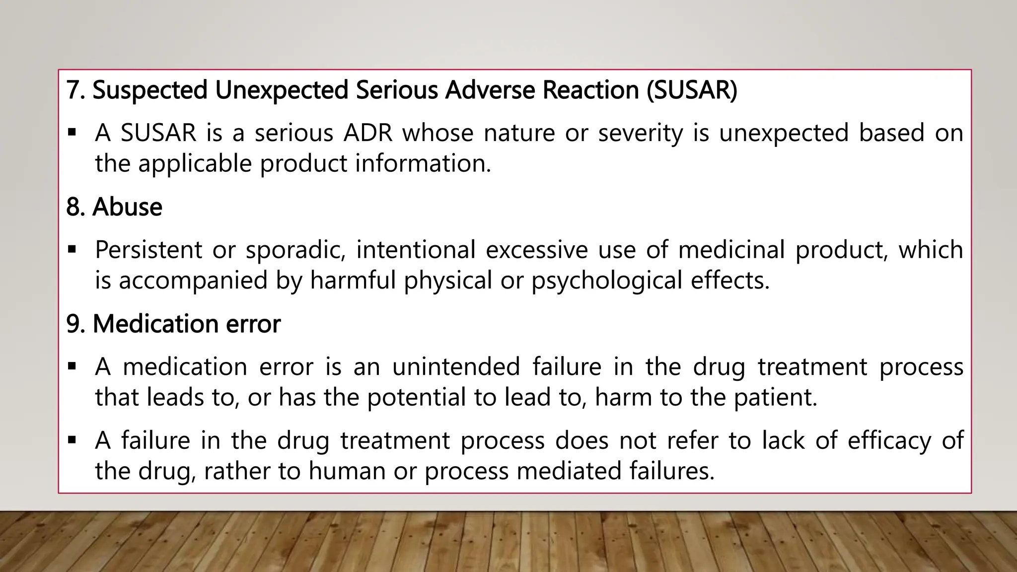 Regulatory terminology of ADR and Establishing pharmacovigilance center ...
