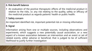 Regulatory terminology of ADR and Establishing pharmacovigilance center ...