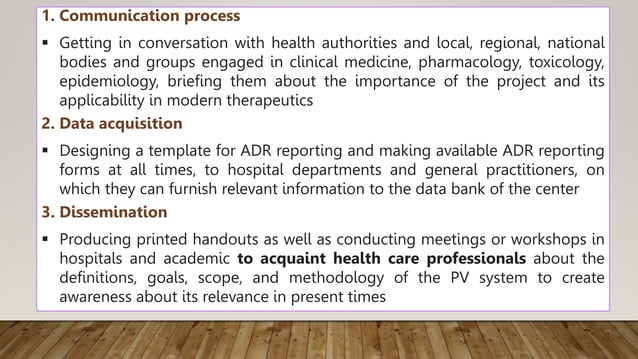 Regulatory terminology of ADR and Establishing pharmacovigilance center ...