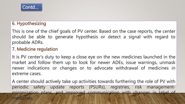 Regulatory terminology of ADR and Establishing pharmacovigilance center ...