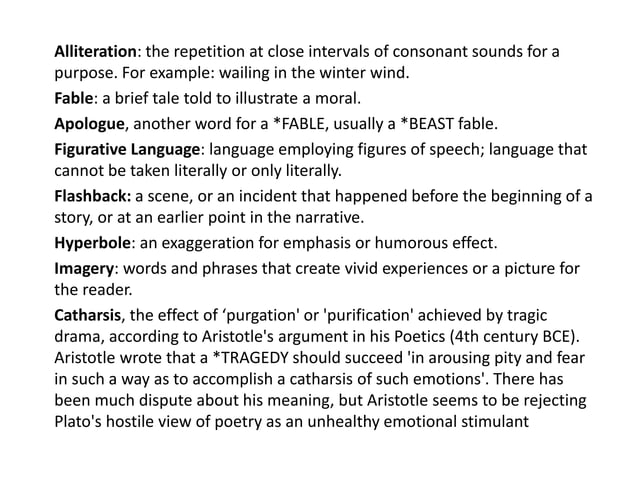 Important Literary Terms | PPTX