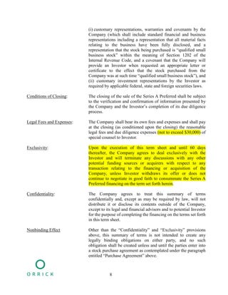 Sample Term Sheet | PDF | Business Accounting & Finance | Business