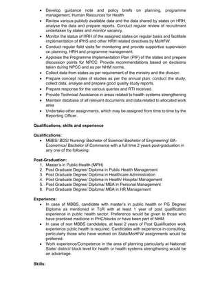 Terms of Reference-Consultant – Health Policy and Integrated Planning ...