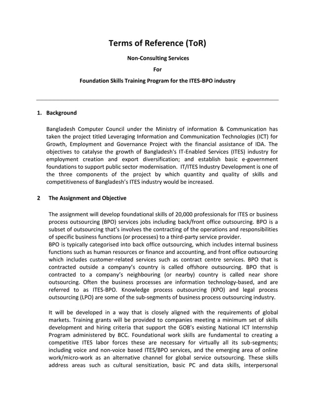 Terms of reference draft 1st | PDF