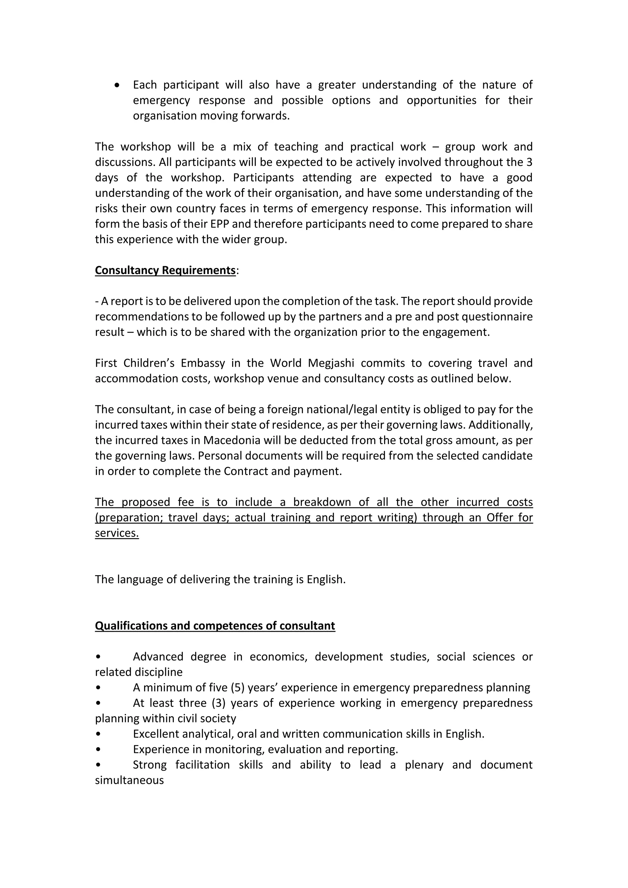 TERMS OF REFERENCE TRAINER FOR EMERGENCY PREPAREDNESS PLANNING | PDF