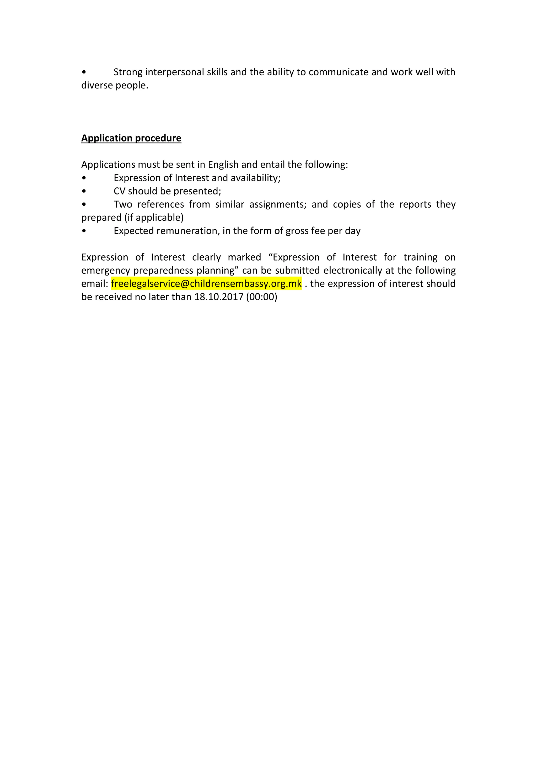 TERMS OF REFERENCE TRAINER FOR EMERGENCY PREPAREDNESS PLANNING | PDF