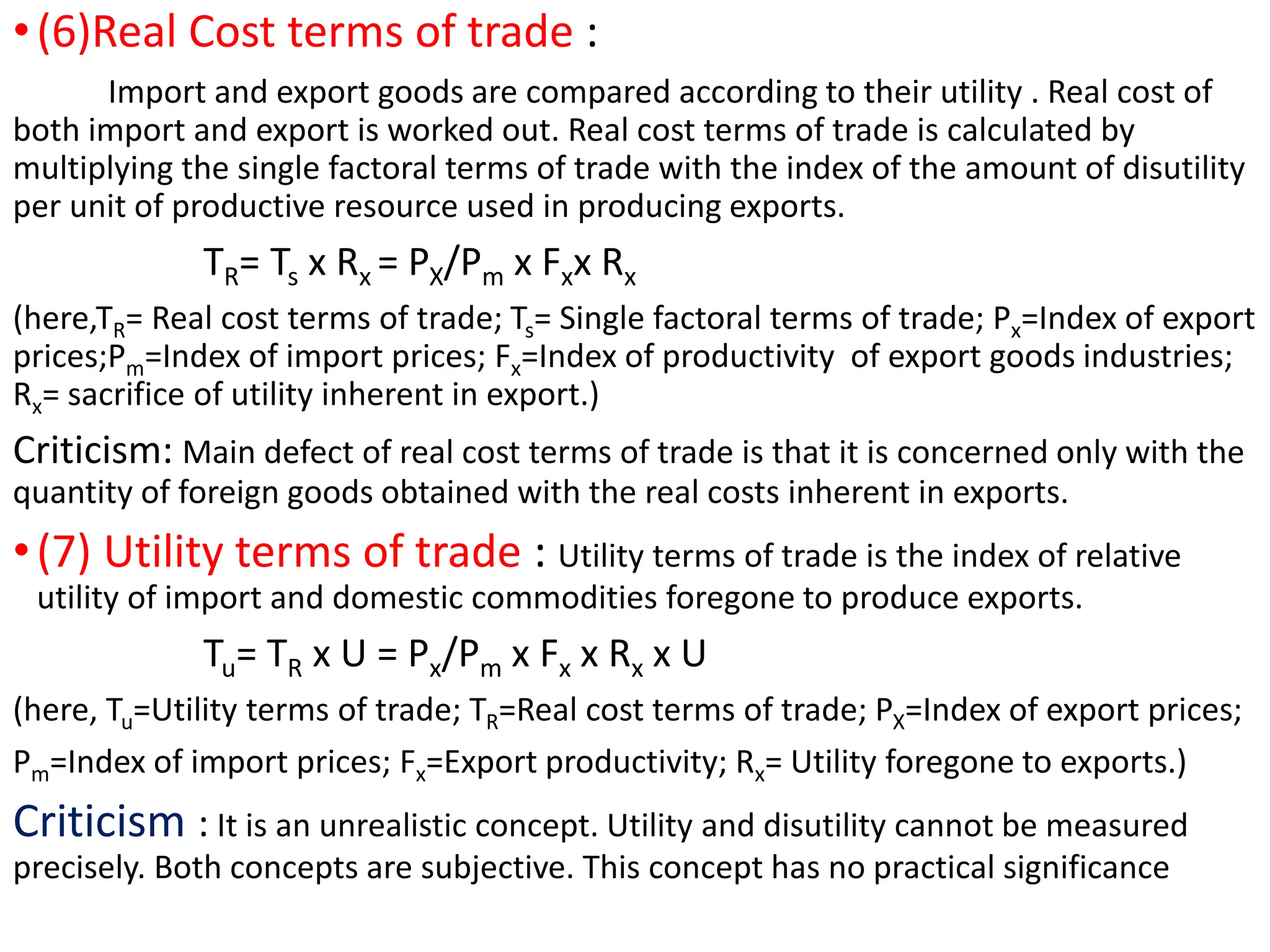 Terms of trade for international trade and other theories | PPTX