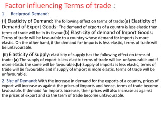 Terms of trade for international trade and other theories | PPTX